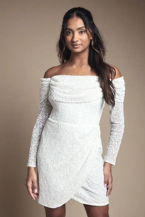 Coast Bardot Long Sleeve Sequin Mini Dress