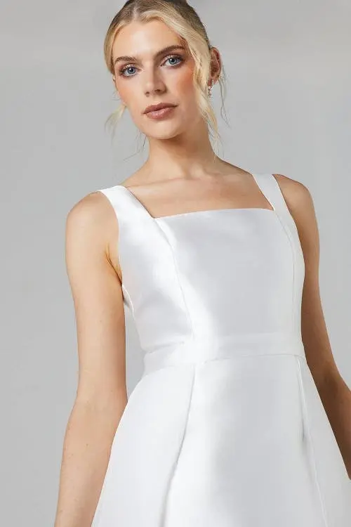 Coast Twill Mini Wedding Dress With Organza Overlay