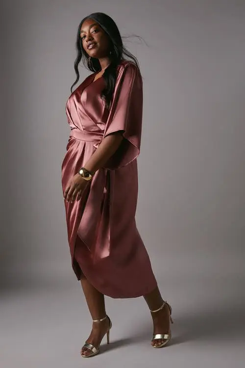 Coast Plus Satin Wrap Midi Dress