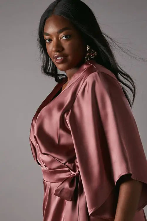 Coast Plus Satin Wrap Midi Dress