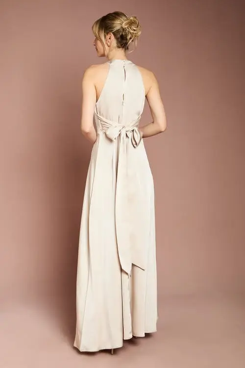 Coast Honoured Twist Halterneck Maxi Dress - Champagne