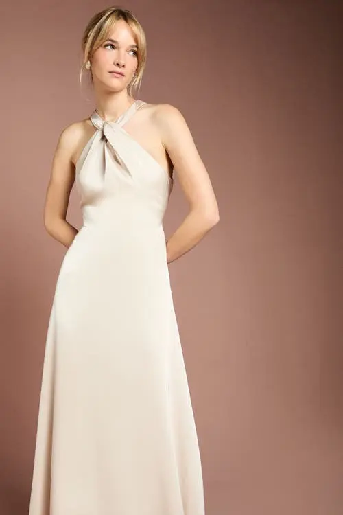 Coast Honoured Twist Halterneck Maxi Dress - Champagne