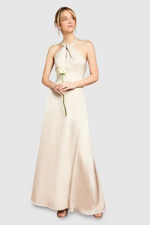 Coast Honoured Twist Halterneck Maxi Dress - Champagne