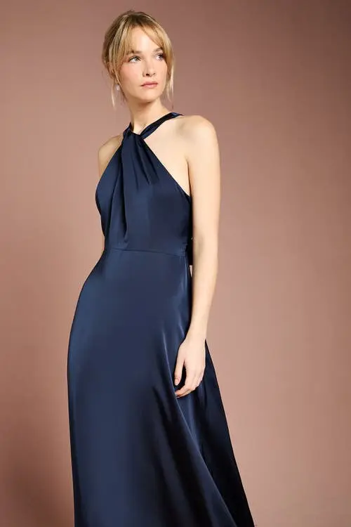 Coast Honoured Twist Halterneck Maxi Dress - Navy