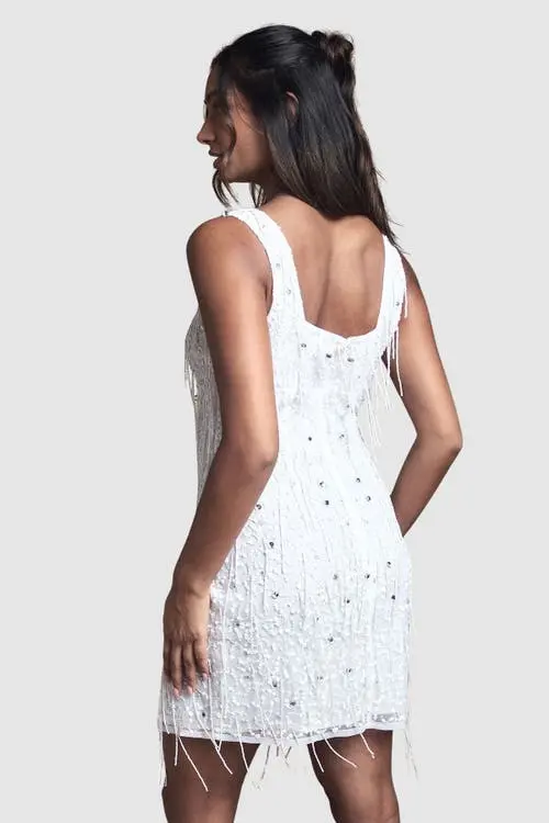 Coast Sequin Fringe Bridal Mini Dress