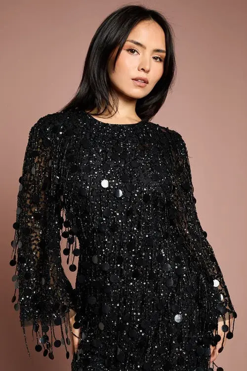 Coast Petite Sequin Tassel Mini Dress