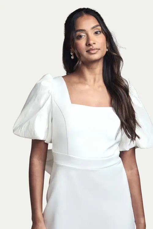 Coast Taffeta Puff Sleeve Bow Back Mini Dress