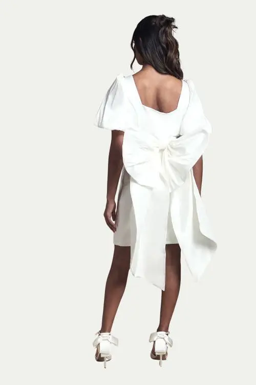Coast Taffeta Puff Sleeve Bow Back Mini Dress