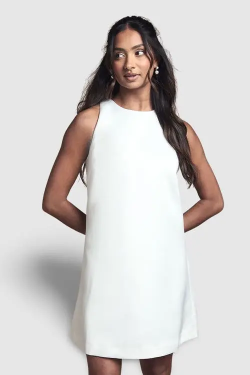 Coast Structured Satin Bridal Mini Dress With Oversized Bow Detail