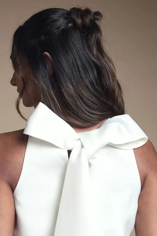 Coast Structured Satin Bridal Mini Dress With Oversized Bow Detail