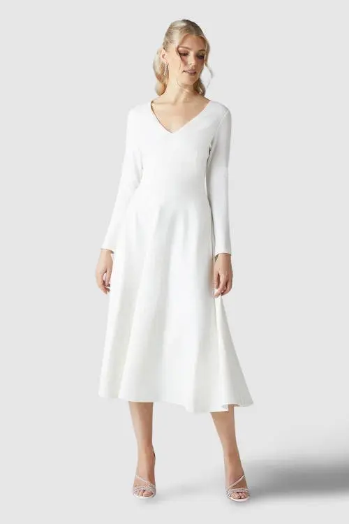 Coast V Neck Full Skirt Midi Wedding