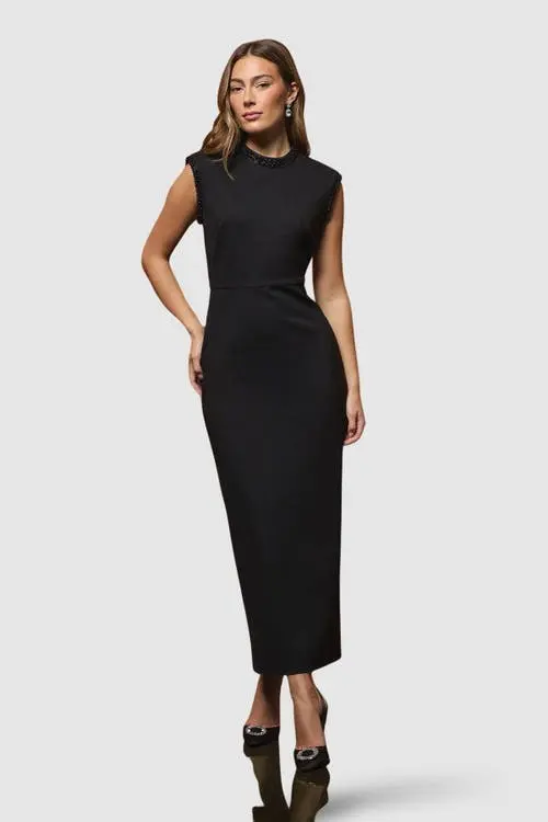 Coast Beaded High Neck Column Maxi Dress