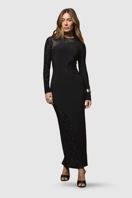 Coast Muse Zebra Mesh Maxi Dress - Black