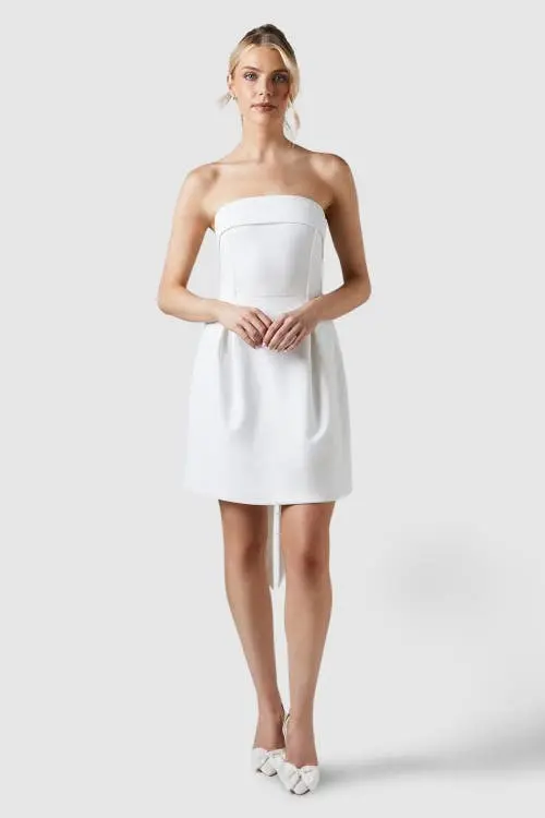 Coast Bow Back Bandeau Bridal Mini Dress - Ivory