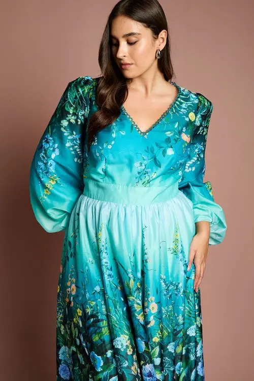 Coast Plus Placement Print Organza Midi Dress