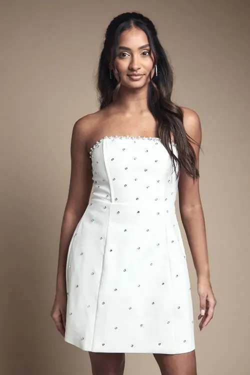 Coast Hotfix Diamante Bridal Mini Dress