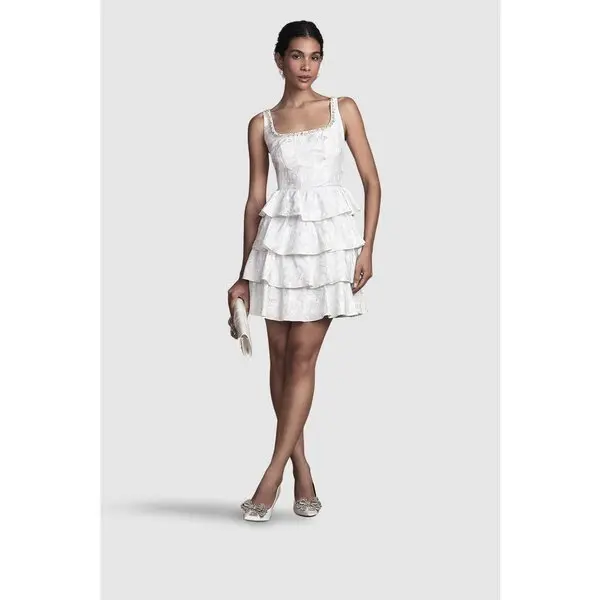Coast Ruffle Hem Mini Wedding Dress - Ivory