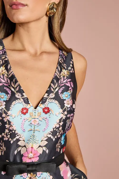 Coast Placement Print V-neck Midi Dress