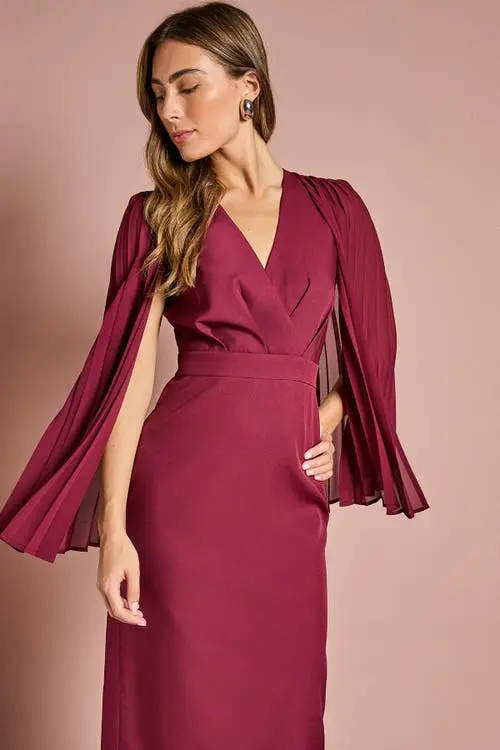 Coast Cape Sleeve Pencil Midi Dress