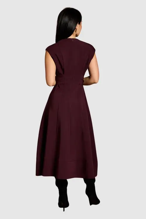 Coast Petite Belted Crepe Dress - Chocolate