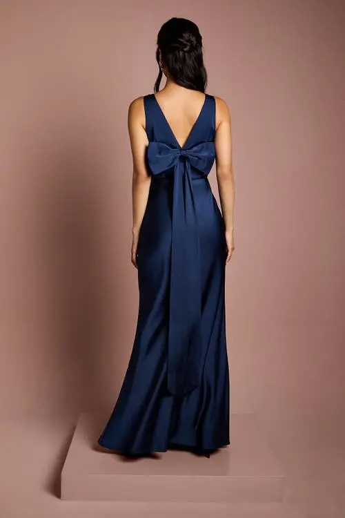 Coast Square Neck Satin Maxi Dress With Bow Detail