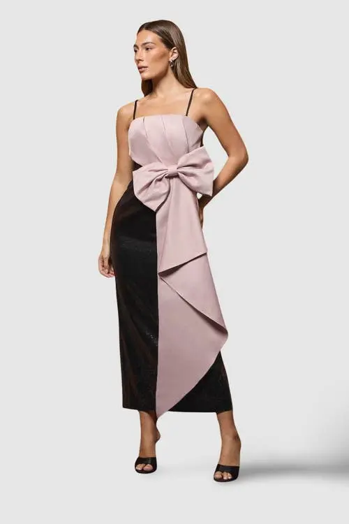 Coast Sequin Bow Maxi Dress - Black