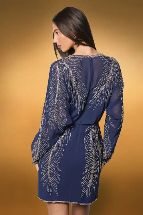 Coast Feather Embellished Mini Dress