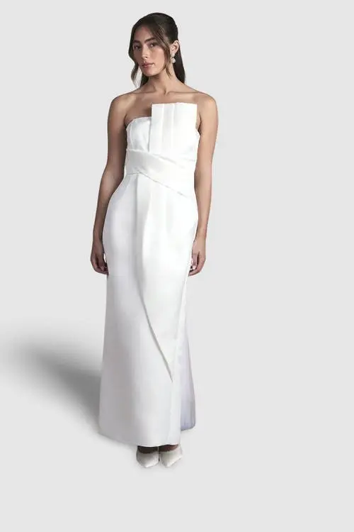 Coast Strapless Bow Wedding Maxi Dress - White