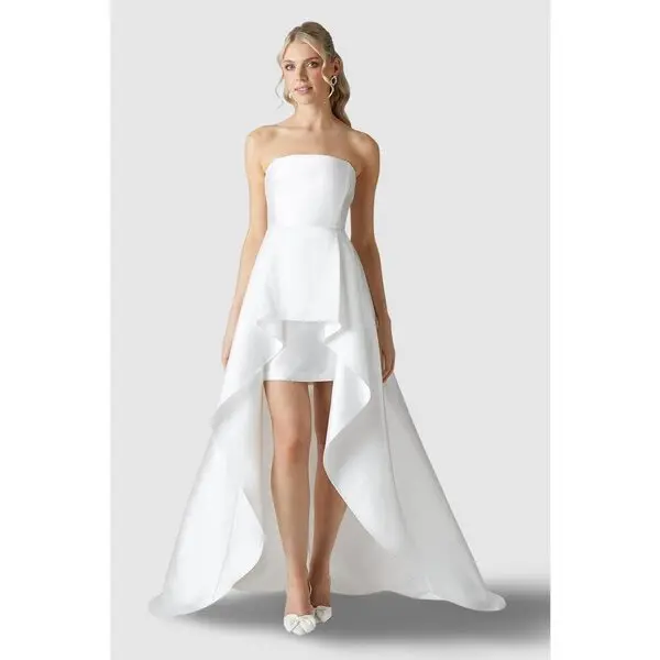 Coast Strapless High-low Wedding Dress With Overskirt - Ivory