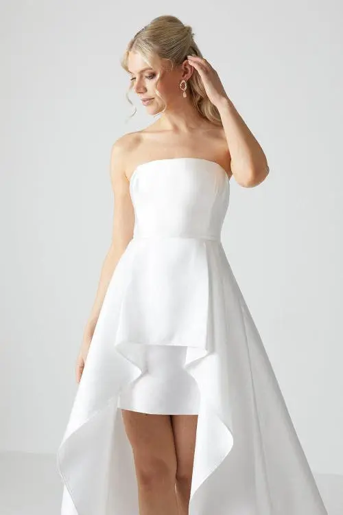 Coast Strapless High-low Wedding Dress With Overskirt