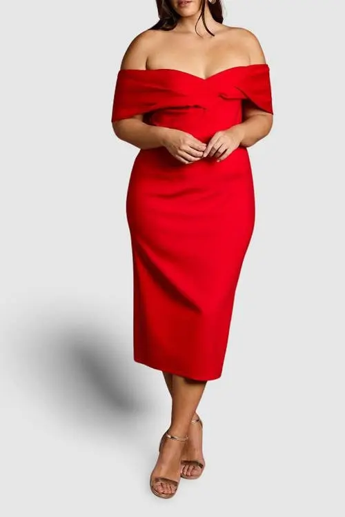 Coast Plus Bardot Ponte Midi Dress