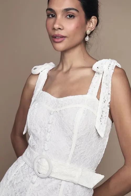 Coast Lace Bow Shoulder Maxi Wedding Dress - Ivory