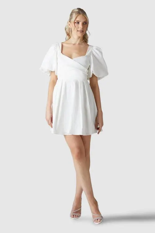 Coast Puff Sleeve Mini Wedding Dress - Ivory