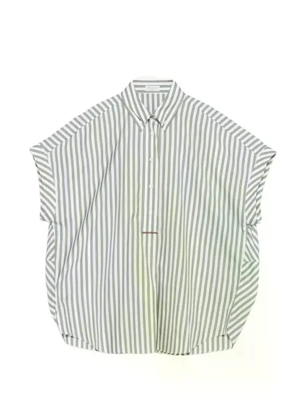 Brunello Cucinelli Striped-pattern Polo Top - Green