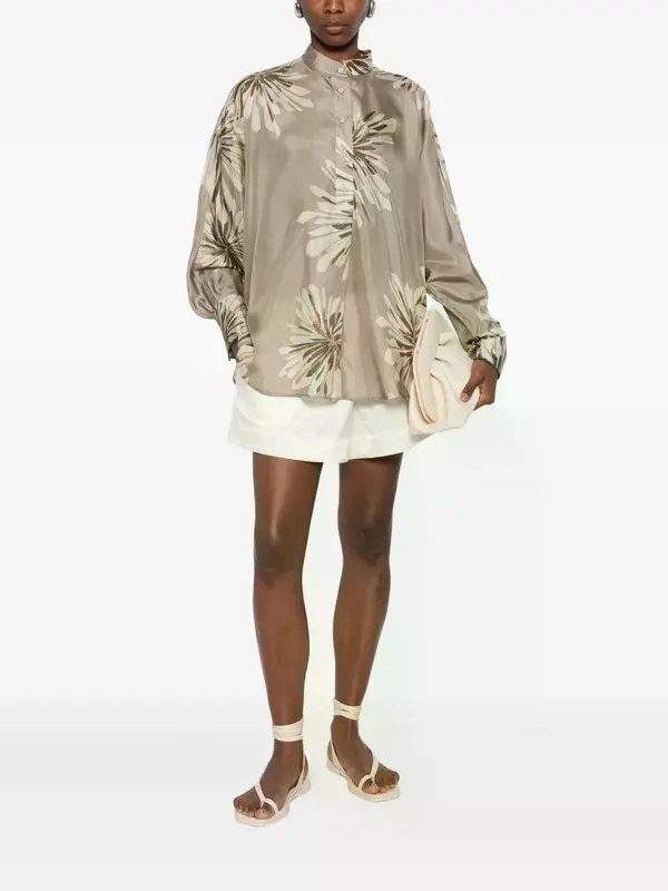 Brunello Cucinelli Floral-print Blouse - Neutrals