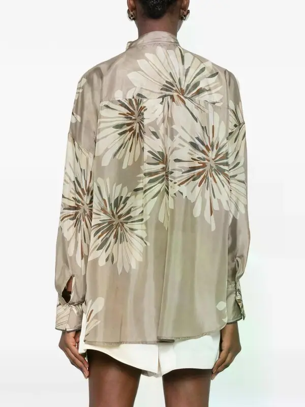 Brunello Cucinelli Floral-print Blouse - Neutrals