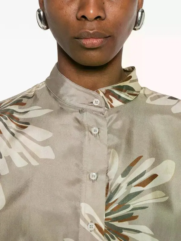 Brunello Cucinelli Floral-print Blouse - Neutrals