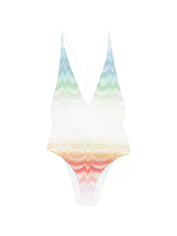 Missoni Cross-back Chevron Swimsuit - White