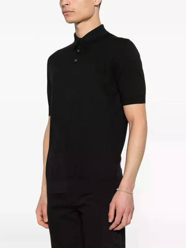 Fedeli Buttoned Polo Shirt - Black