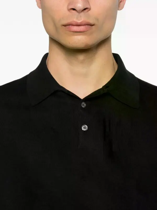 Fedeli Buttoned Polo Shirt - Black