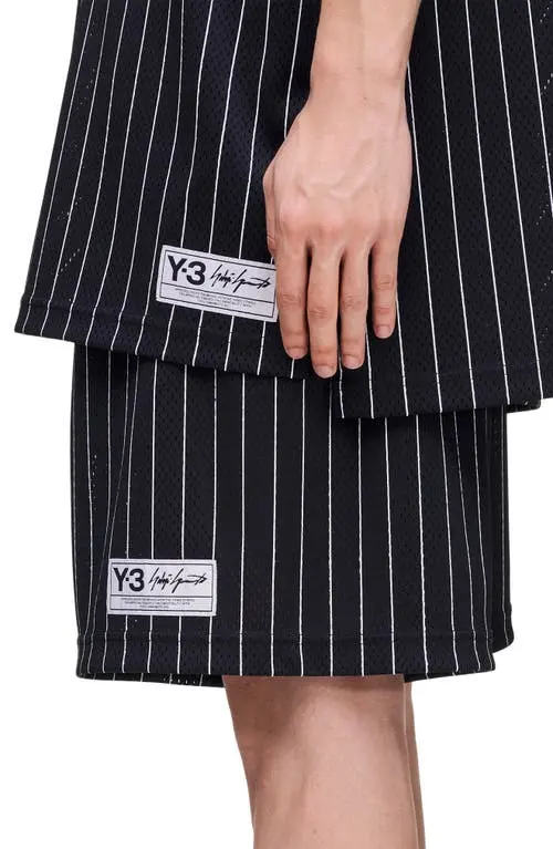 Y3 Mesh Pinstripe Shorts