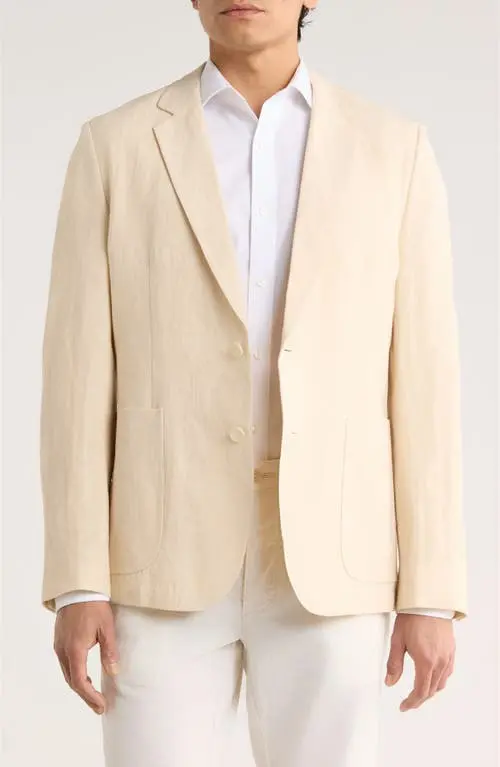 PERCIVAL Tailored Fit Solid Linen Blazer - Cream