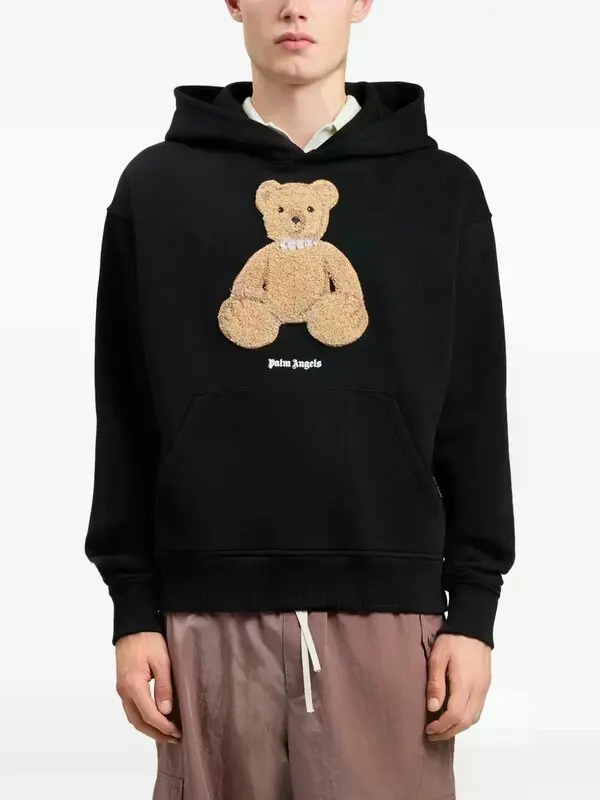 Palm Angels Textured Graphic Hoodie - Black
