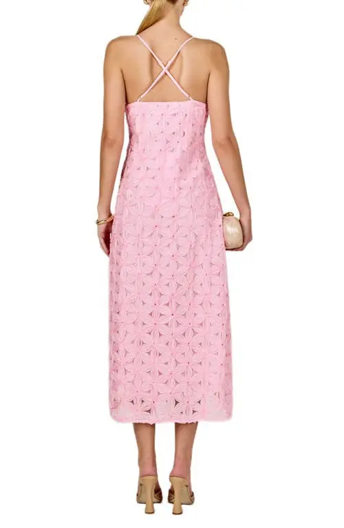 Endless Rose Textured Floral Midi Dress - Pink