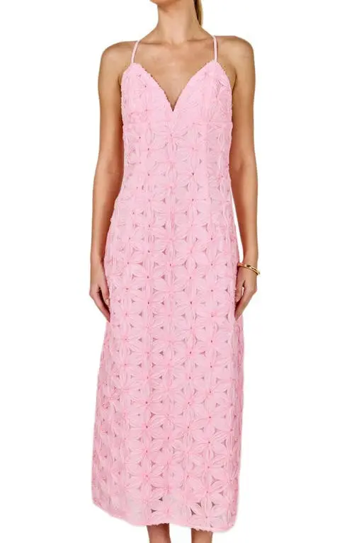 Endless Rose Textured Floral Midi Dress - Pink