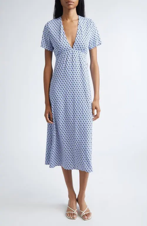 Max Mara Bchorigano Geo Print Midi Dress - Cornflower Blue