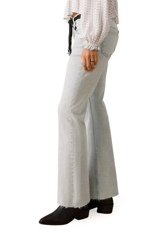 Mango Studded Raw Hem Crop Flare Jeans