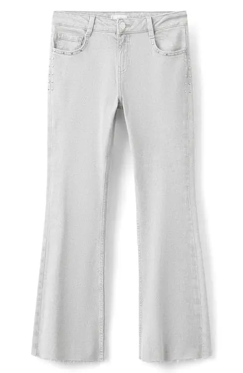 Mango Studded Raw Hem Crop Flare Jeans