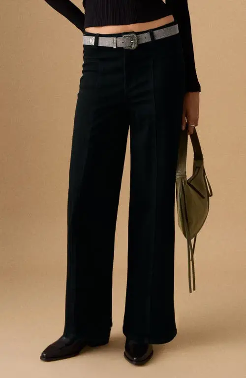 Mango Seamed Wide-leg Jeans - Black Denim