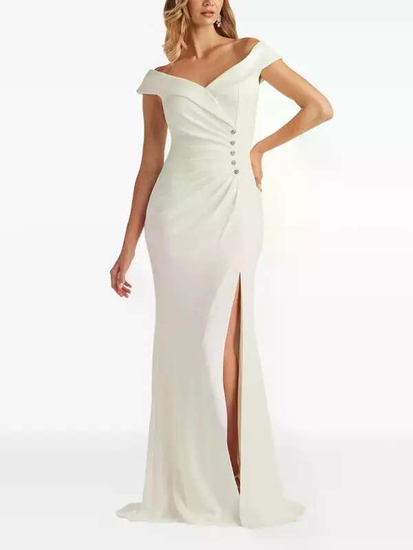 Tadashi Shoji Embellished Slit Dress - Neutrals